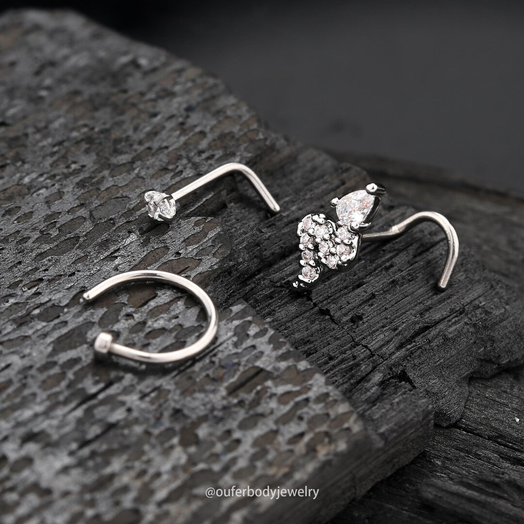 3pieces 20G Snake Nose Piercing/nose Hoop/nose Ring/s-shaped Nose Studs ...