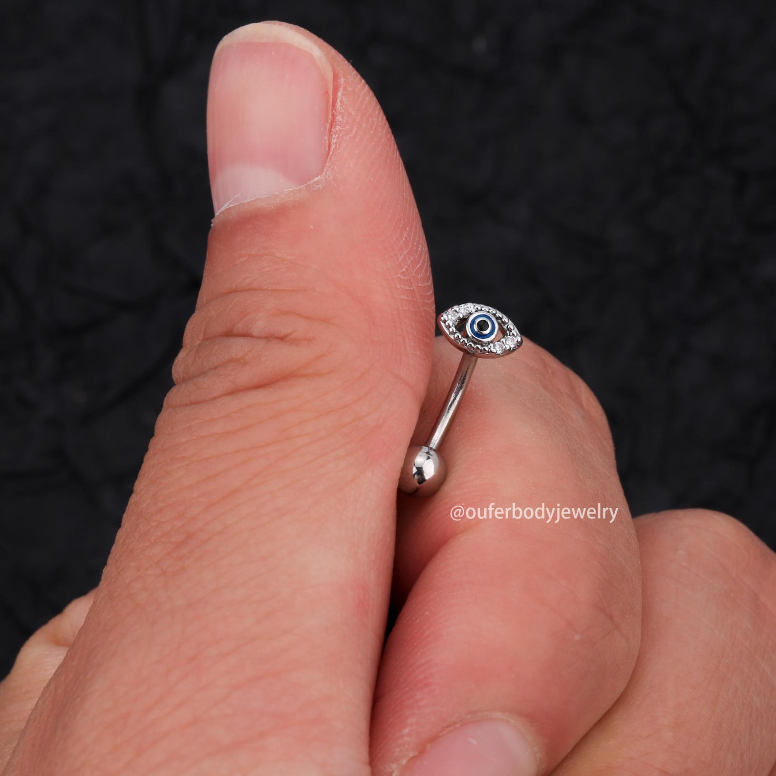 16G Evil Eye Eyebrow Ring/rook Barbell/curved Barbell/rook - Etsy