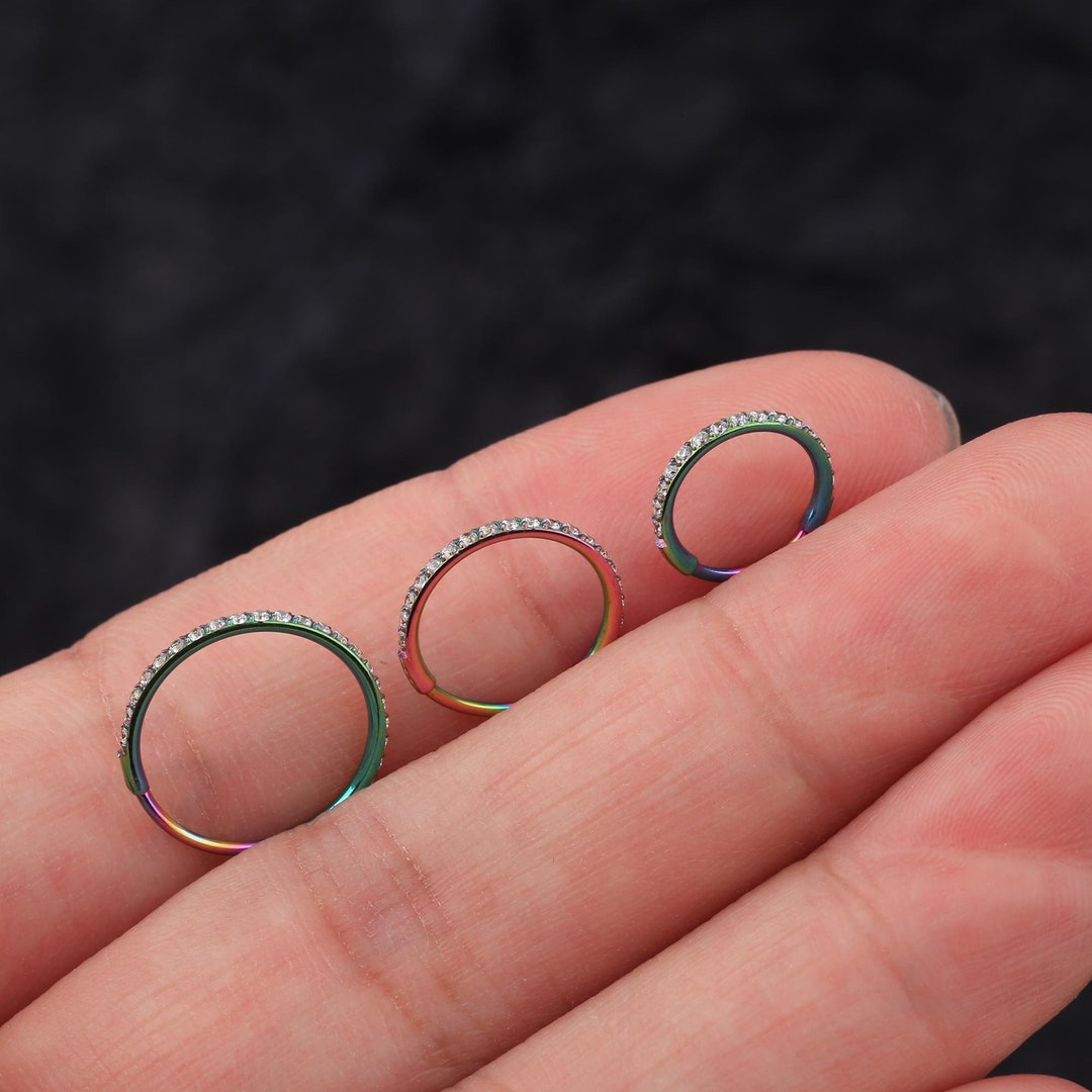 20g Rainbow Cartilage Hoop, Nose Hoop, Helix Hoop, Lobe Earring Hoop, Conch Hoop Ring, Tiny ...
