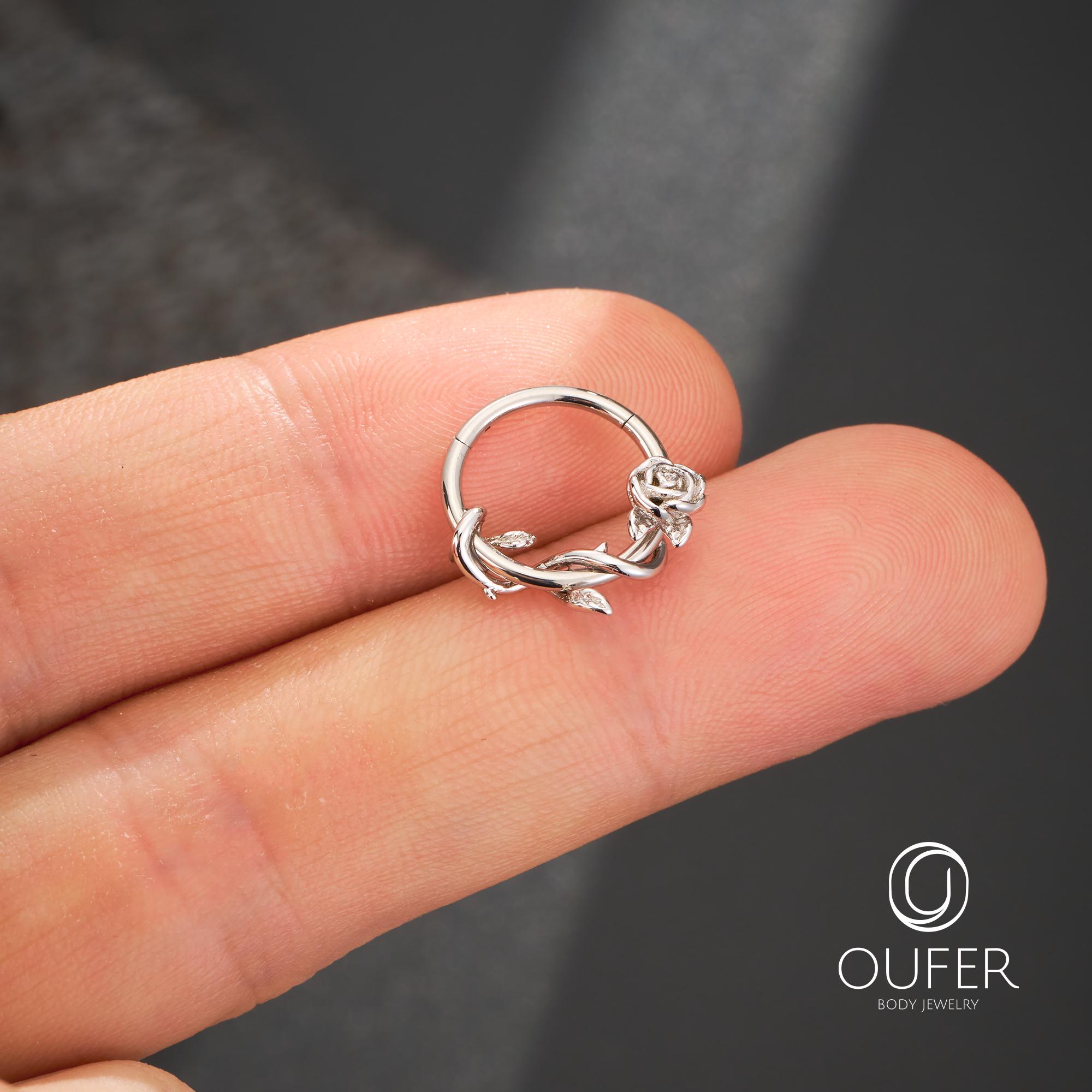 16G Thorned Rose Flower Septum Ring/floral Septum Clicker/daith Earring ...
