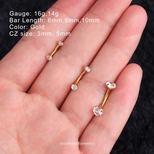 18G 16G 14G Round CZ Rook Barbell/eyebrow Rings/snug Rook Barbell/rook ...