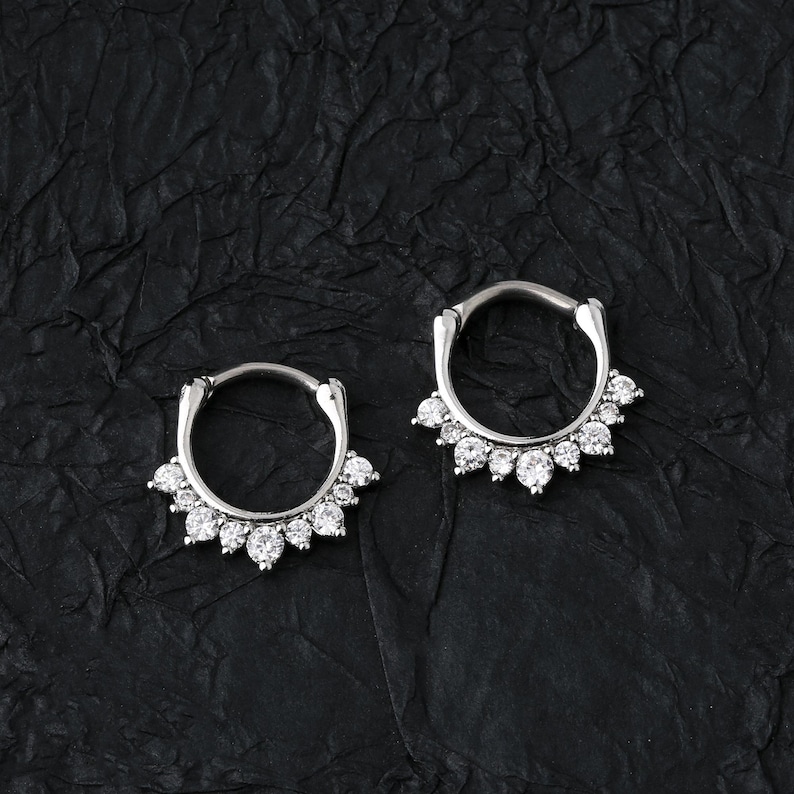 14G/16G 316L Stainless Steel CZ Beads Septum Ring/cartilage - Etsy