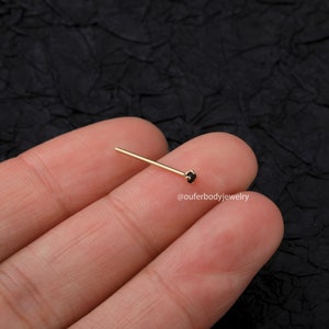 14K Gold Black Nose Ring Set 20g/2mm Nose Stud/cz Gemstone Nose Stud ...