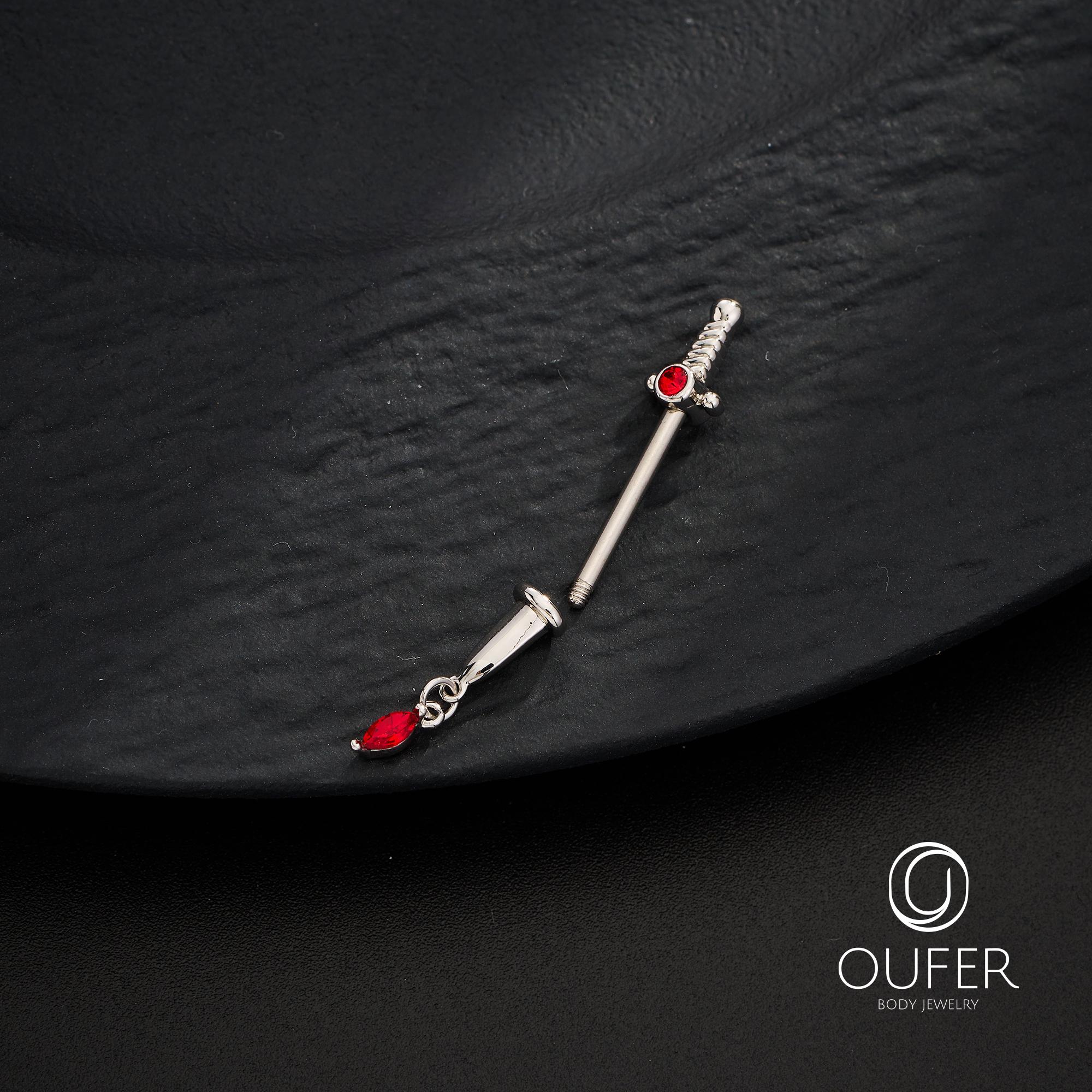A Pair 14G Red CZ Sword Nipple Barbell – Medieval-inspired Nipple Ring ...
