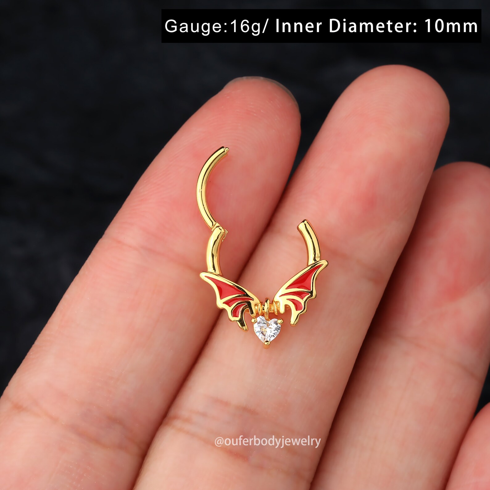 16G Bat Spooky Septum Ring/daith Hoop/conch Hoop/tragus - Etsy