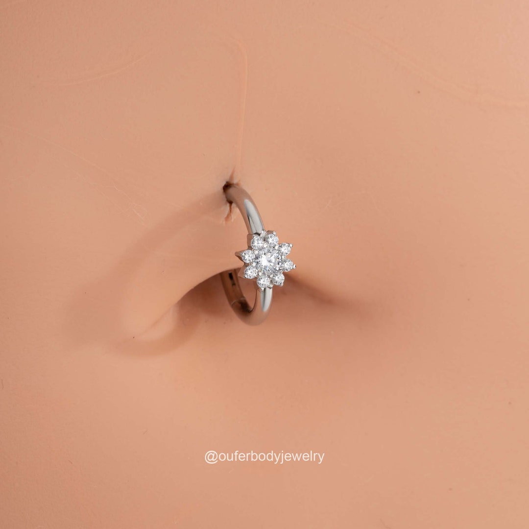 14G Flower Navel Hoop Ring/belly Hoop Ring/cartilage Hoop/helix Hoop ...
