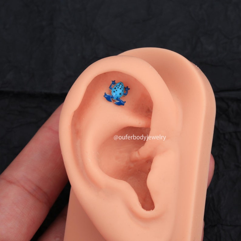 16G Tiny Frog Internally Threaded Cartilage Stud/daith - Etsy
