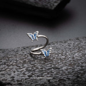 16G Spiral Butterfly Helix Earring/cartilage Earrings/conch Earring/lip ...