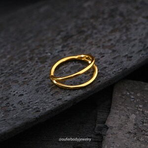 18G Gold Double Hoop Septum Ring/hinged Hoop/tragus Hoop/daith Hoop ...