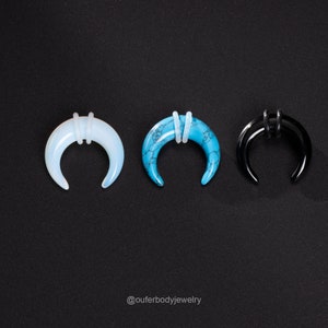 Cresent Horseshoe Stone Pincher Septum Ring 00g,0g,2g,4g,6g/ear Gauge ...
