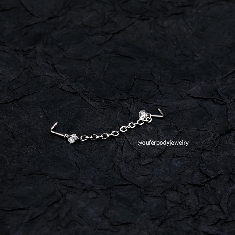 20G Chain Double Nose Stud/nose Piercing/nose Chain/nose - Etsy