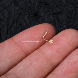 14K Gold Disc Hammer Nose Ring Set 20g/3mm Round Nose Stud/nose Bone ...