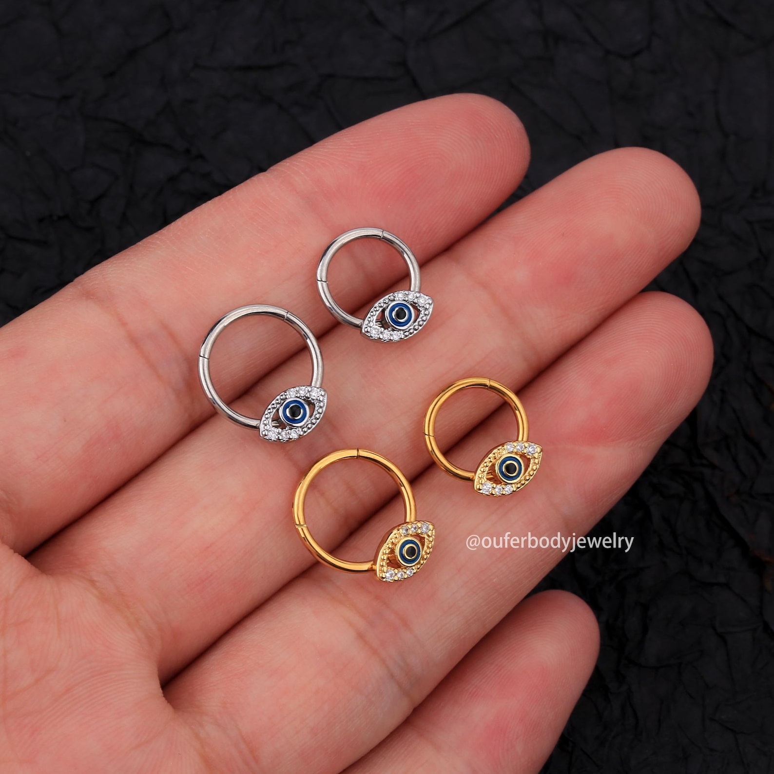 16G Evil Eye Septum Ring/daith Earring/conch Hoop/tragus - Etsy