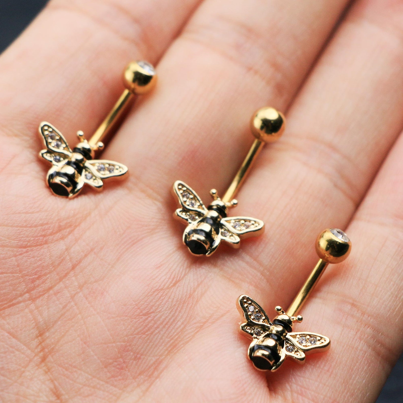 14G Bee Belly Button Ring/cz Belly Jewelry/navel Ring/navel - Etsy