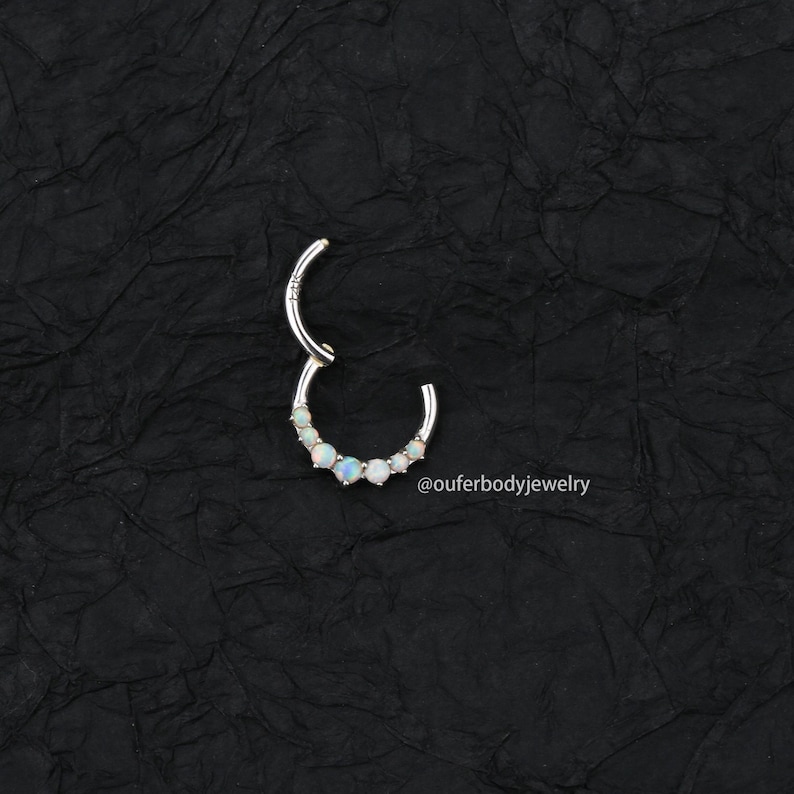 14K Solid Gold Opal Septum Ring/daith Earring/helix - Etsy