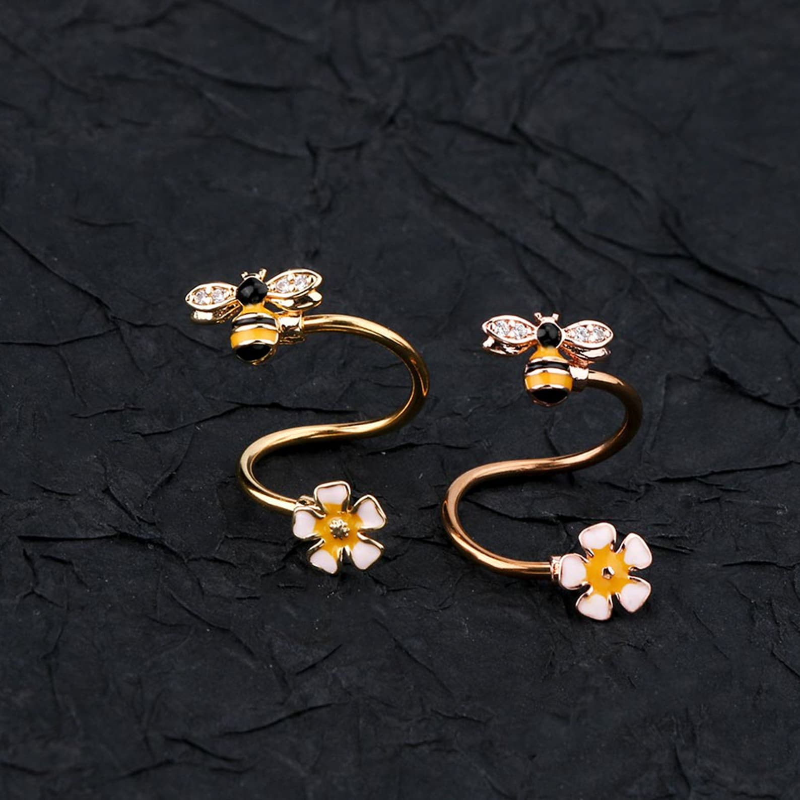 16G Bee & Flower S-shape Surgical Steel Earring Helix | Etsy UK