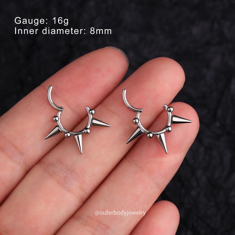 16G Titanium Punk Triple Spikes Septum Clicker/spike Septum - Etsy