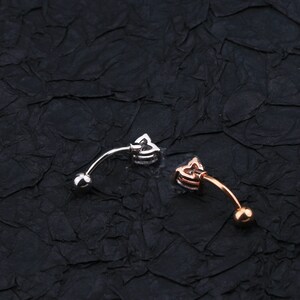 16G CZ Heart Shape Rook Ring/ Eyebrow Curved Rings/ Snug Rook Barbell ...