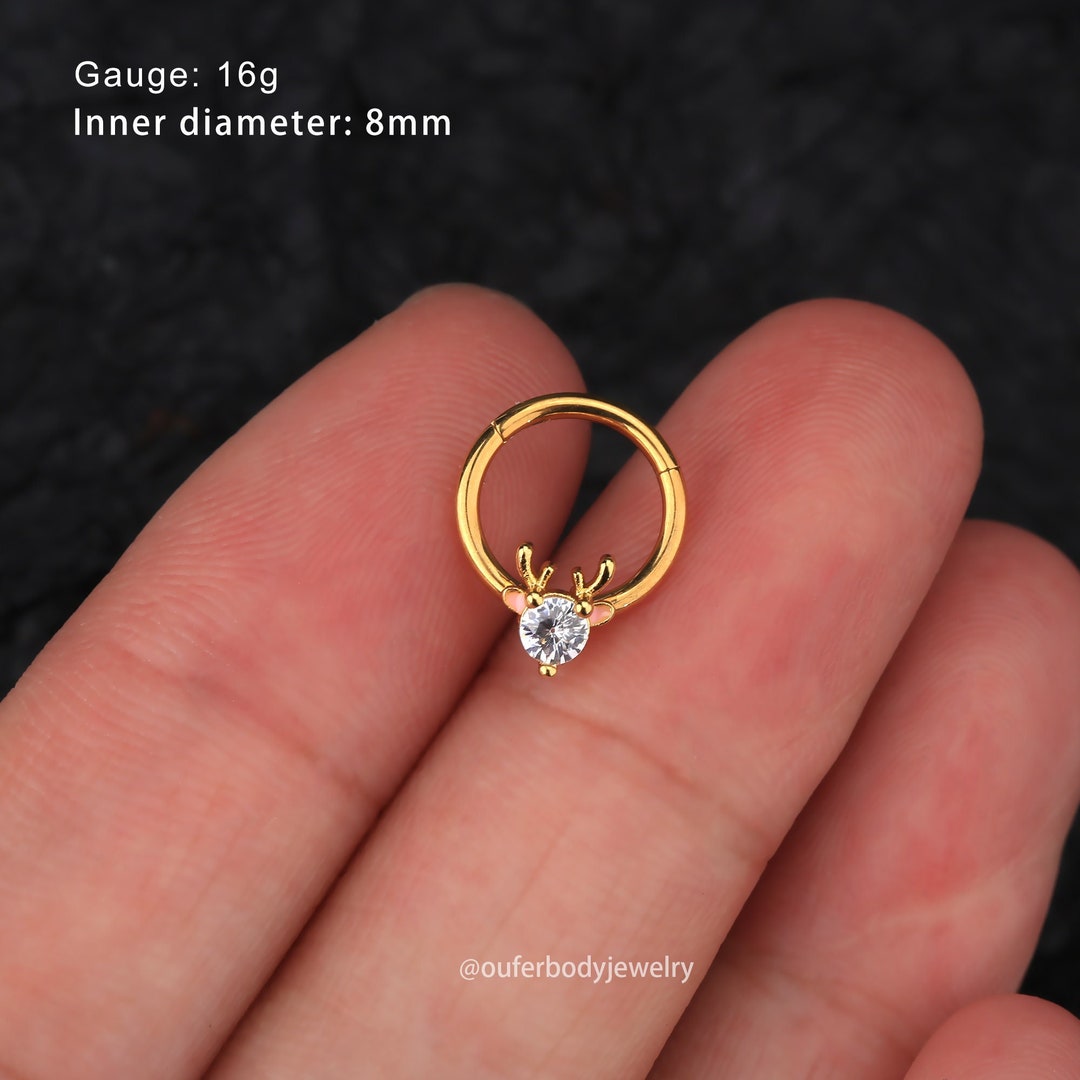 16G Deer Christmas Septum Ring/daith Hoop/conch Hoop/tragus Hoop/helix ...