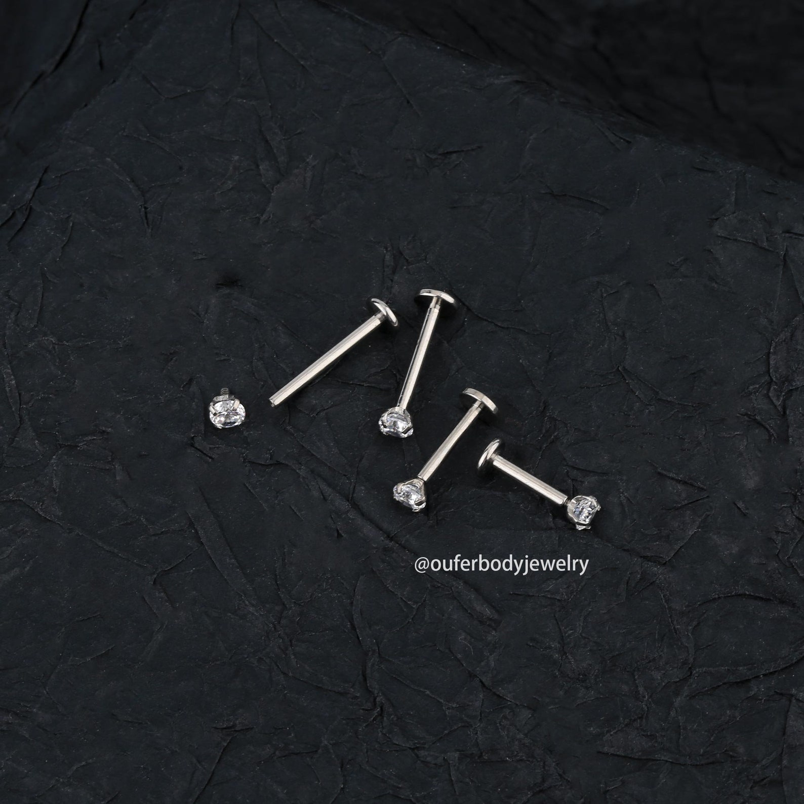 16G Titanium CZ Internally Threaded Studs/monroe/tragus Stud/labret ...