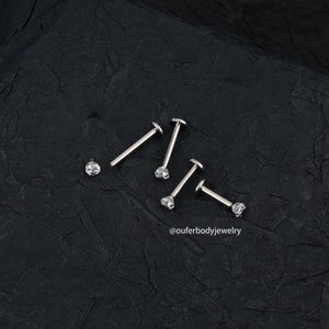 16G Titanium CZ Internally Threaded Studs/monroe/tragus Stud/labret ...