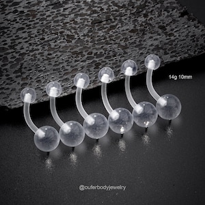 6PCS 14G Acrylic Clear Belly Button Ring/invisible Navel Jewelry ...