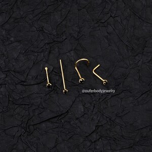 14K Gold Black Nose Ring Set 20g/2mm Nose Stud/cz Gemstone Nose Stud ...