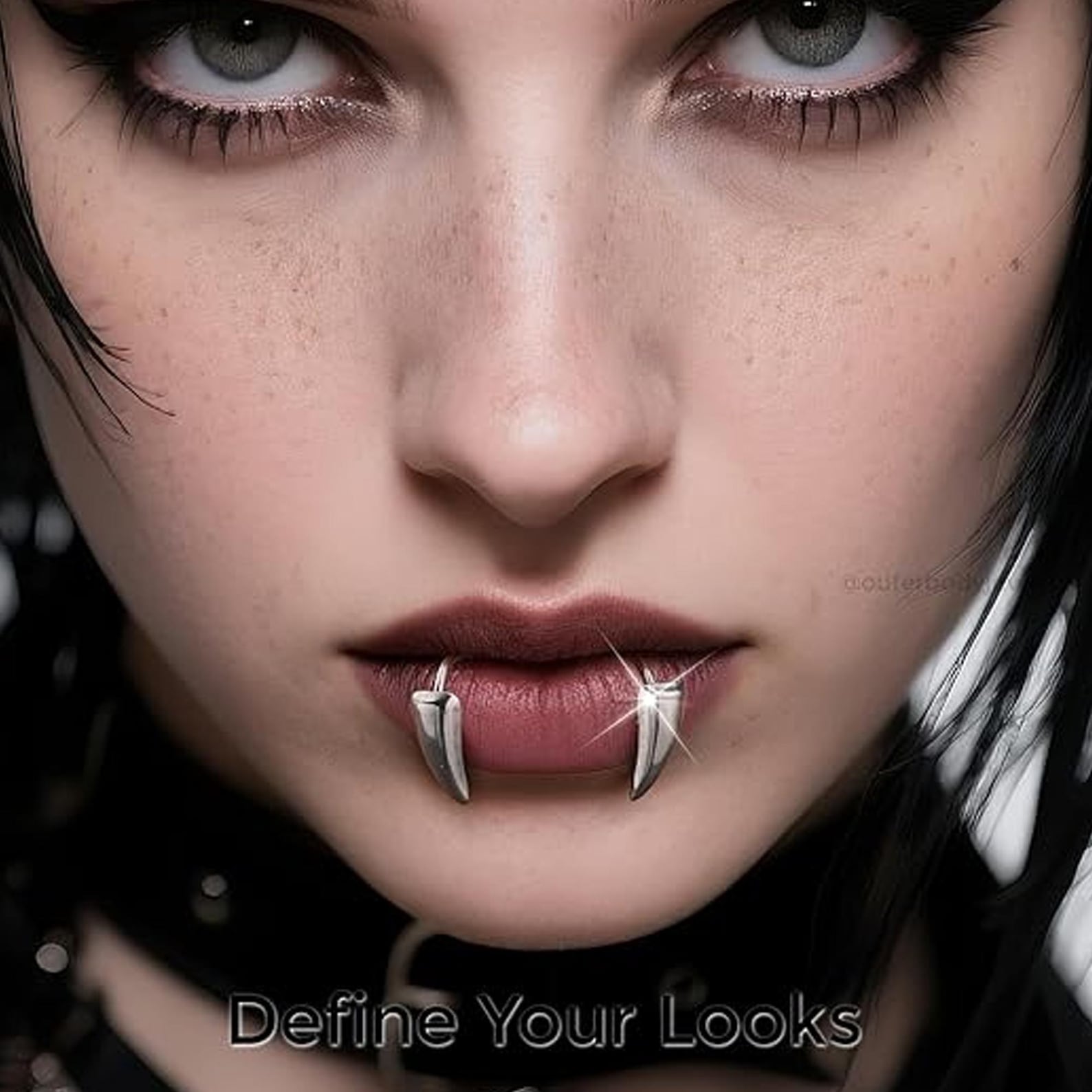2PCS 316L Stainless Steel Fake Lip Ring, Vampire Fangs Lip Cuff ...
