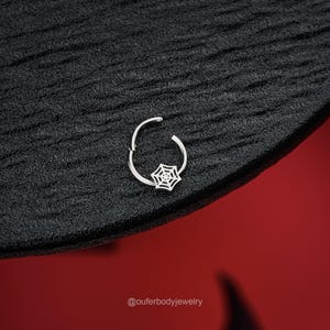 16G Cobweb Septum Ring/silver Spider Web Daith Earring/helix Piercing ...