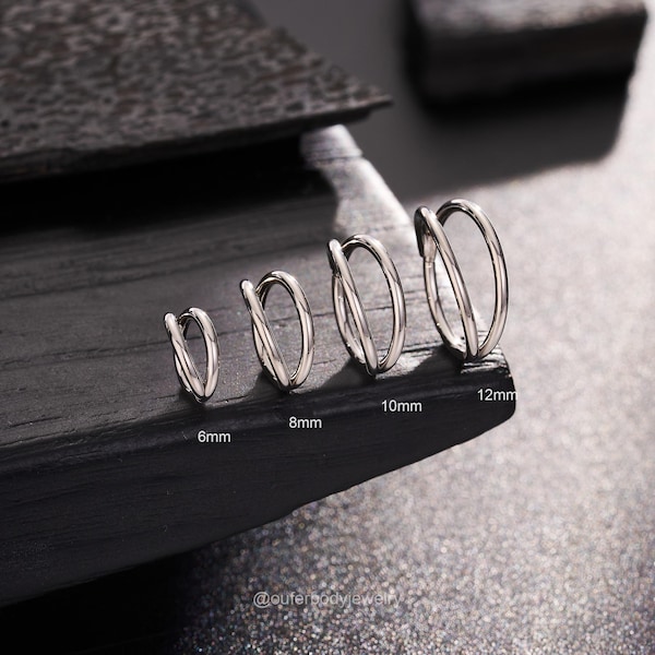 Double Hoop Huggie 6mm - Etsy UK