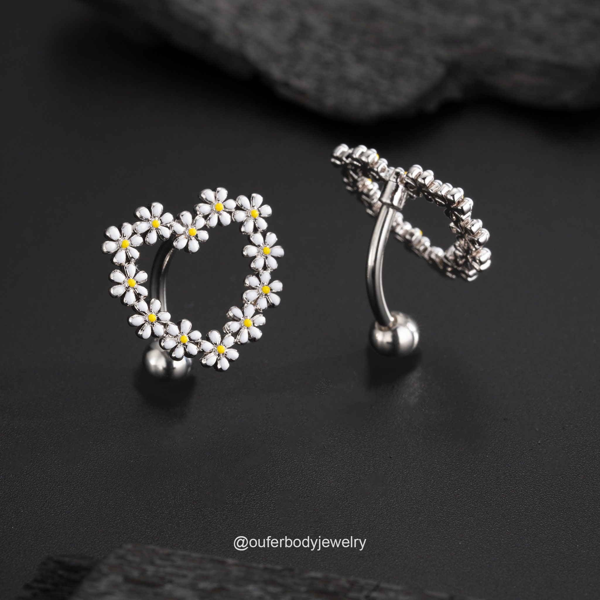 14G Sunflower Reverse Belly Button Ring/belly Piercing/navel Ring/top ...