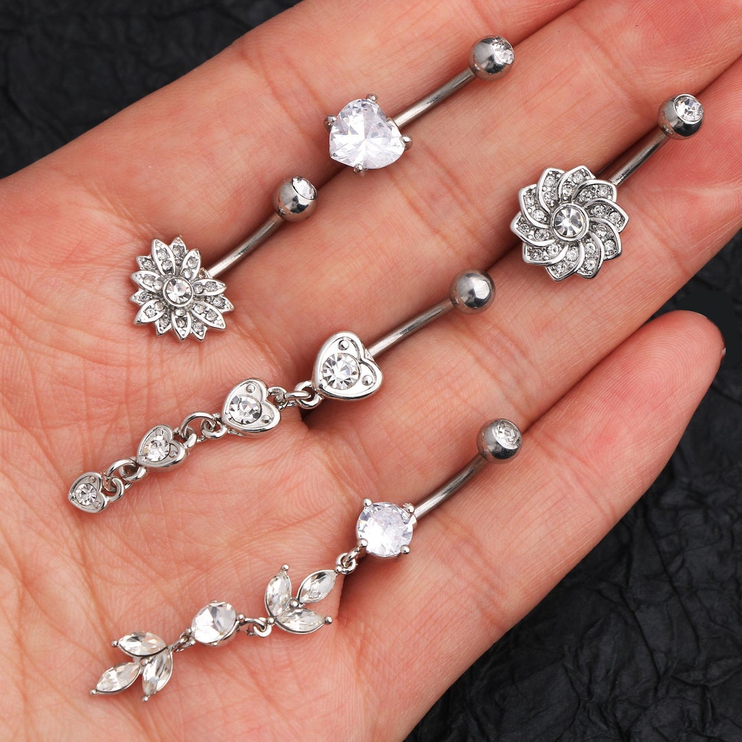 5PC Dangle Belly Button Ring / 14G Stainless Steel Navel - Etsy