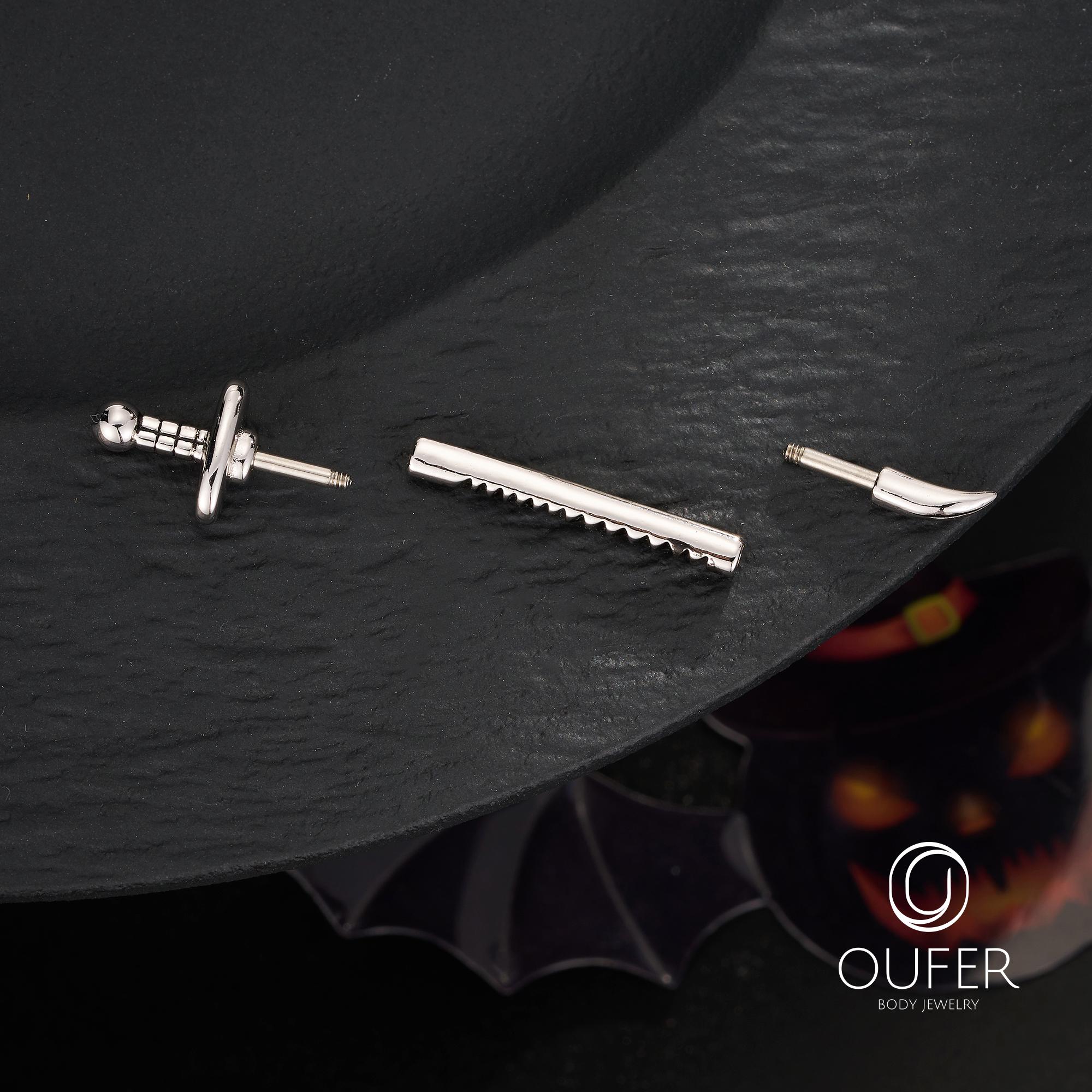Dagger-shaped Industrial Barbell – 14G 38mm Stainless Steel Long Bar ...