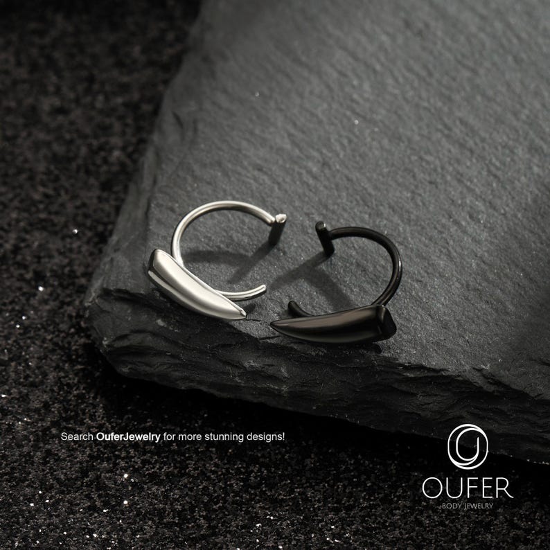 2PCS 316L Stainless Steel Fake Lip Ring, Vampire Fangs Lip Cuff ...