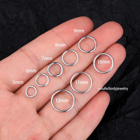 16G 18G20G Silver Seamless Cartilage Earring Nose Ring Septum Ring Hoop Earring Tragus Hoop Daith Hoop Helix Hoop Summer Jewelry Hinged Hoop