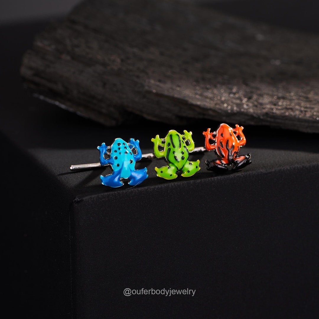 1 PCS 20G Blue/red/green Frog Nose Stud/l Shape Nose Ring/tiny Nose Stud/nose Piercing/nose Bone ...