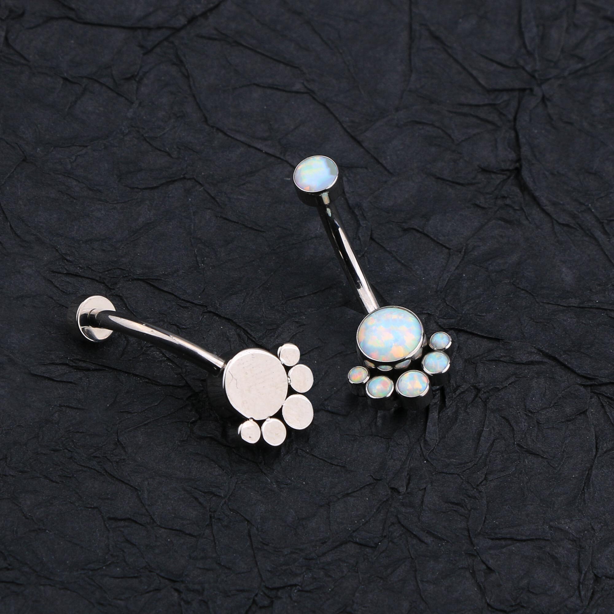 14G Titanium Navel Ring CZ and Opal Paw Belly Button | Etsy
