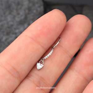 20G 18G Dangle Heart Nose Ring/cartilage Hoop Earrings/minimalist ...