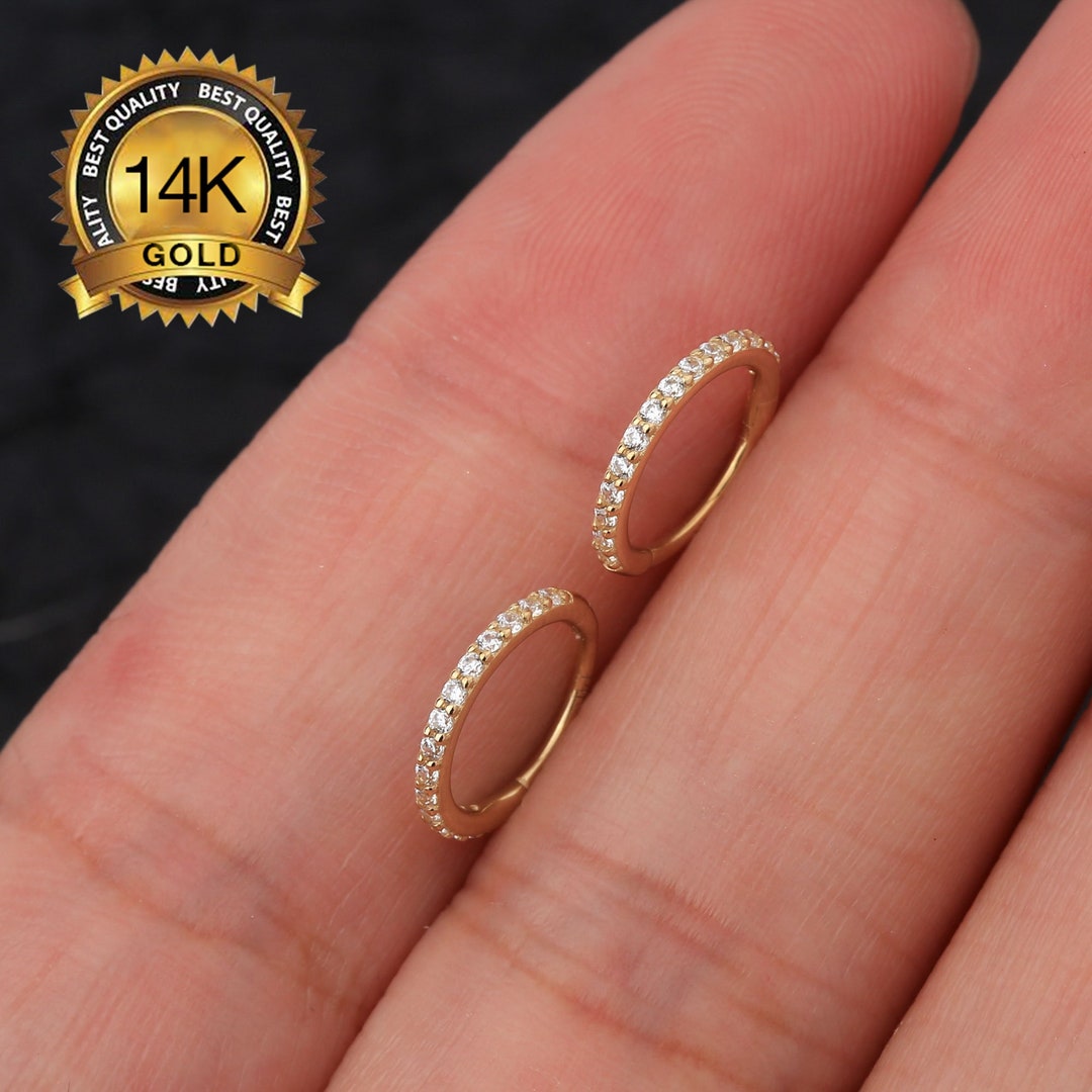 14k Gold 20G Cartilage Hoop,nose Hoop,helix Hoop,rook Hoop,tragus Hoop ...