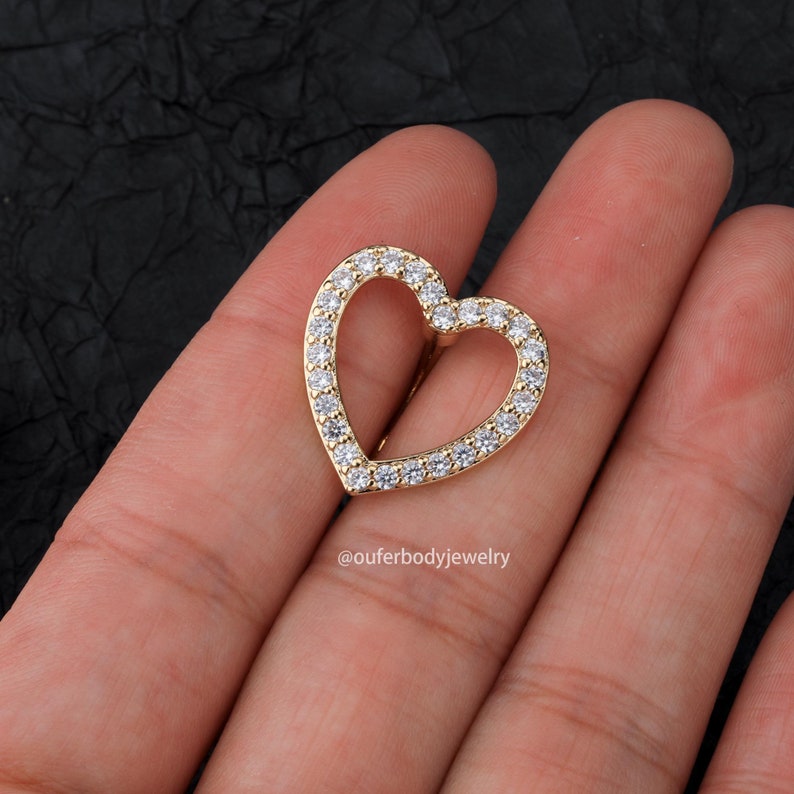 14G Gold Heart CZ Reverse Belly Ring/cz Sparkly Belly - Etsy