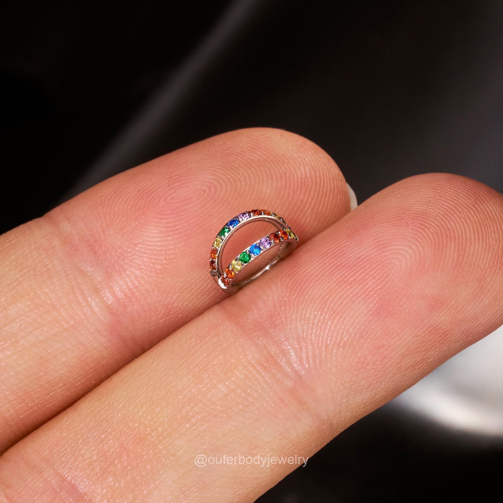 20G Double Rainbow CZ Nose Ring/septum Ring/cartilage Hoop/nose ...