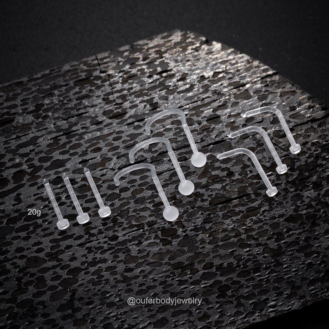 9 PCS 20G Acrylic Nose Retainer/clear Nose Stud/nose Piercing Retainer ...