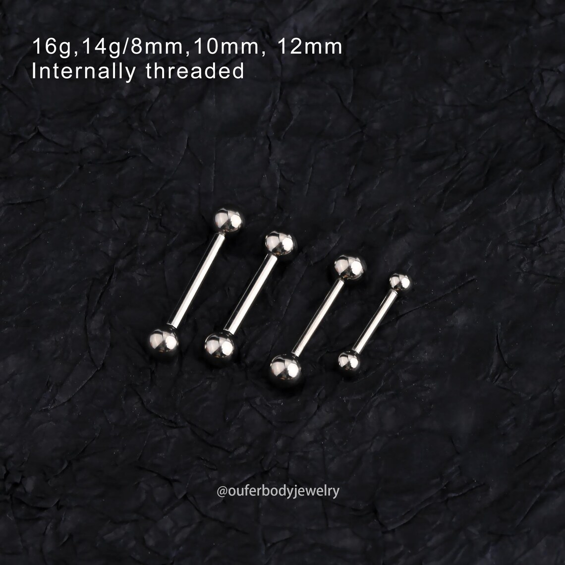 14G 16G Titanium Internally Threaded Bridge Barbell 8,10,12,14mm ...