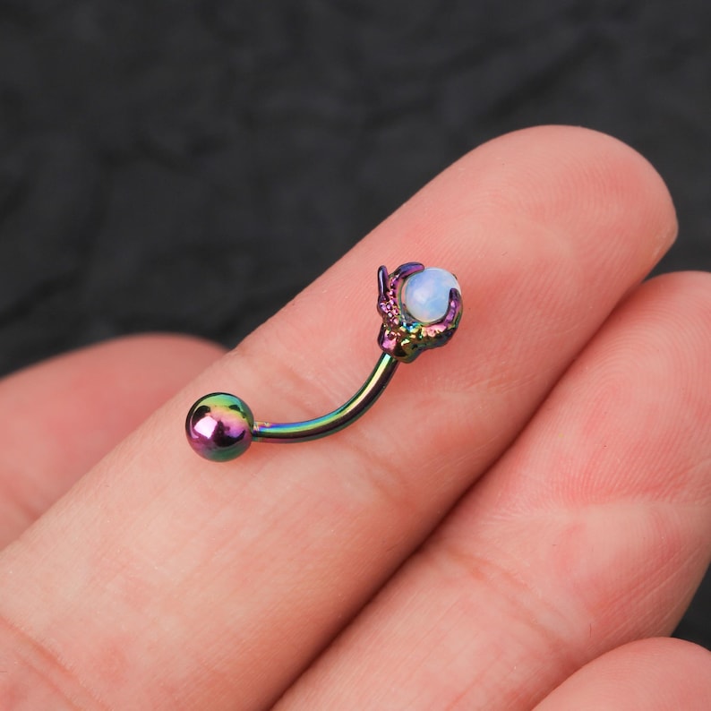 16G Opalite Three Dragon Eyebrow Ring/rook Barbell/eyebrow - Etsy