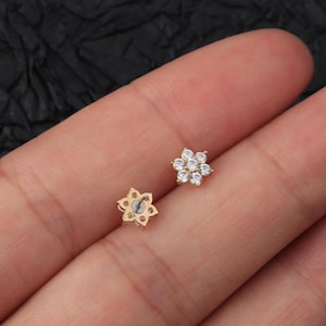 14k Solid Gold Threadless Push Pin Labret Stud/cartilage Earring/tragus ...