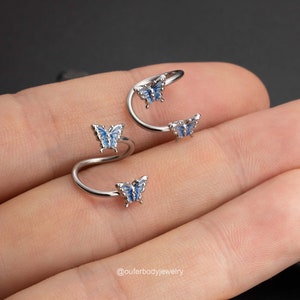 16G Spiral Butterfly Helix Earring/cartilage Earrings/conch Earring/lip ...