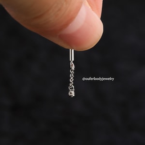 14K Solid Gold Vertical Helix Piercing/hidden Rook Dangle Earring ...