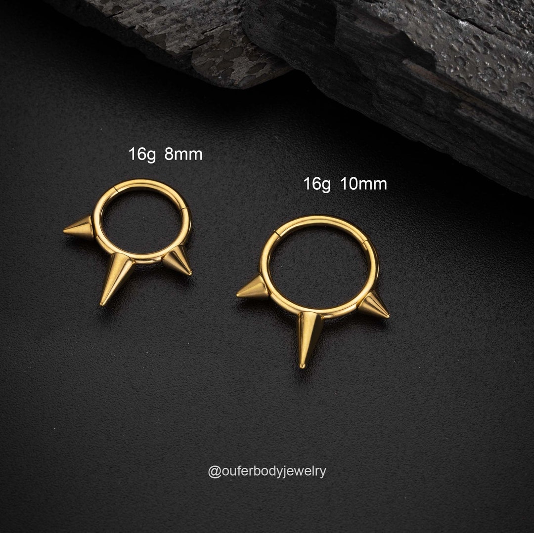 16G Implant Titanium Gold Spike Septum Ring/nose Ring/daith Hoop/hinged ...