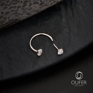 20G 18G Push Pin Clear CZ Horseshoe Nose Ring/threadless Half Hoop Nose ...