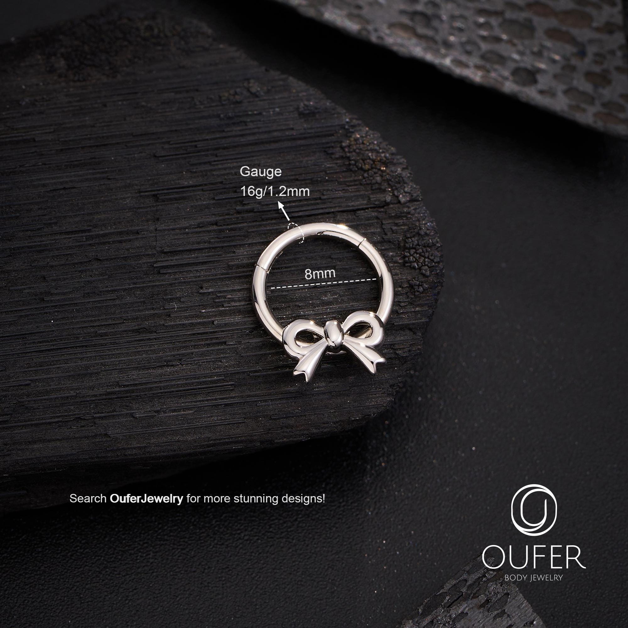 16G Stainless Steel Bow-knot Septum Ring/bow Septum Hoop Clicker/daith ...